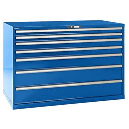 LISTA Schubladenschrank, Stahlblech, HxB 1000 x 1431 mm, 7 Schubladen, Tragkraft 200 kg, lichtblau