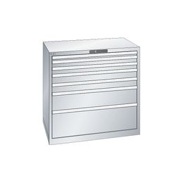 LISTA Schubladenschrank, Stahlblech, HxB 1000 x 1023 mm, 7 Schubladen, Tragkraft 200 kg, lichtgrau