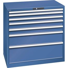 LISTA Schubladenschrank, Stahlblech, HxB 1000 x 1023 mm, 7 Schubladen, Tragkraft 200 kg, enzianblau