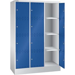 LISTA Akku-Ladeschrank mit Schlie&szlig;f&auml;chern, mit 3 x 4 F&auml;chern, 1 x 230 V, 1 x RJ45, grau / blau