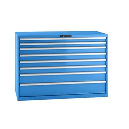LISTA Schubladenschrank, Stahlblech, HxB 1000 x 1431 mm, 8 Schubladen, Tragkraft 75 kg, lichtblau