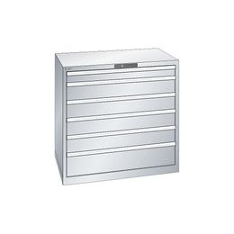 LISTA Schubladenschrank, Stahlblech, HxB 1000 x 1023 mm, 6 Schubladen, Tragkraft 200 kg, lichtgrau