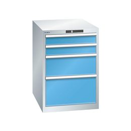 LISTA Schubladenschrank, Stahlblech, HxB 800 x 564 mm, 4 Schubladen, lichtgrau / lichtblau