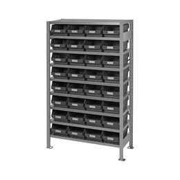 STEMO Steckregal, mit ESD Sichtlagerkästen, HxBxT 1790 x 1000 x 400 mm, 32 Sichtlagerkästen