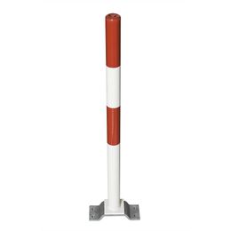 Moravia Sperrpfosten aus Stahl, zum Aufdübeln, Ø 76 mm, rot-weiß, 2 Kettenösen