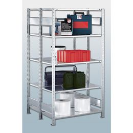eurokraft pro Steckregal, doppelreihig, Fachboden-BxT 1000 x (2 x 400) mm, verzinkt, Höhe 2000 mm, Grundregal