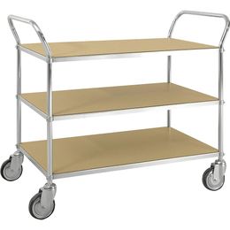 Kongamek ESD-Etagenwagen, 4 Lenkrollen, 3 Ladeflächen, LxBxH 1070 x 585 x 940 mm, ab 2 Stk