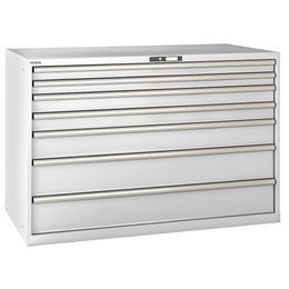 LISTA Schubladenschrank, Stahlblech, HxB 1000 x 1431 mm, 7 Schubladen, Tragkraft 200 kg, lichtgrau
