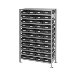 STEMO Steckregal, mit ESD Sichtlagerkästen, HxBxT 1790 x 1000 x 400 mm, 44 Sichtlagerkästen