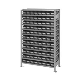 STEMO Steckregal, mit ESD Sichtlagerkästen, HxBxT 1790 x 1000 x 400 mm, 88 Sichtlagerkästen