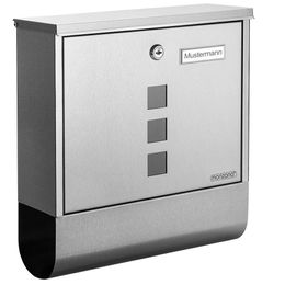 Monzana® Briefkasten mit Zeitungsrohr Edelstahl Silber