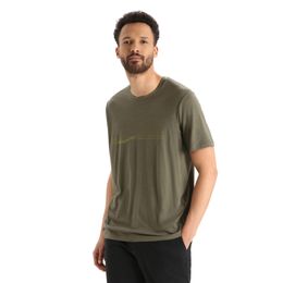 Icebreaker Merino Tech Lite II T-Shirt Ski Stripes - Mann - Loden - Größe M