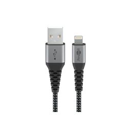 goobay Lightning auf USB-A Textilkabel mit Metallsteckern USB-Kabel