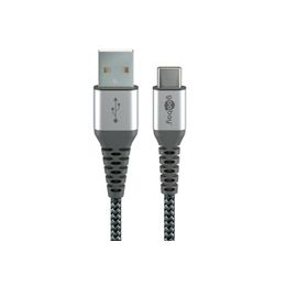 goobay USB-C auf USB-A Kabel mit Textilmantel und Metallsteckern USB-Kabel