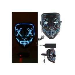 Cepewa Verkleidungsmaske LED Hallowen Maske Lichteffekte blau 18x20x9cm 2xAA Batterie