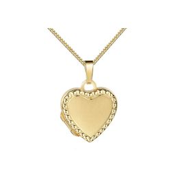 JEVELION Amulett Herz goldenes Medaillon Gold 585 zum Öffnen für Bildeinlage 2 Bilder (Goldanhänger