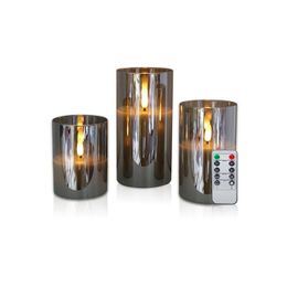 CCLIFE LED-Kerze LED Kerzen mit Glas Fernbedienung Timer Funktion