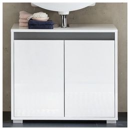 TRENDTEAM Waschbeckenunterschrank Badezimmerschrank Unterschrank Badschrank Badmöbel Weiß 67x60x36cm