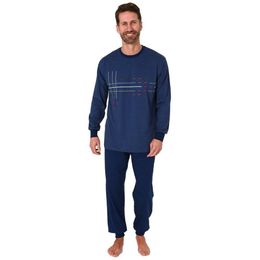 Normann Pyjama Eleganter Herren Pyjama Schlafanzug lang mit Bündchen