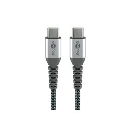 goobay USB-C auf USB-C Kabel mit Textilmantel und Metallsteckern USB-Kabel