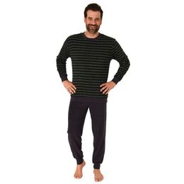 Trend by Normann Pyjama Herren langarm Frottee Schlafanzug mit Bündchen