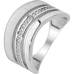 CH.ABRAMOWICZ Silberring Ring Silber 925 rhodiniert poliert mattiert 25 Zirkonia Krappengefa (1-tlg)