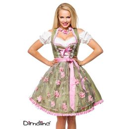 Dirndline Dirndl 2-tlg. Trachten Set: Dirndl mit Blumenschürze mit Schürze in grün/pink