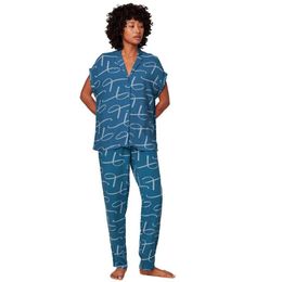 Triumph Pyjama Boyfriend Fit PW 01 (Set, 2 tlg) Triumph-Logodruck, blau