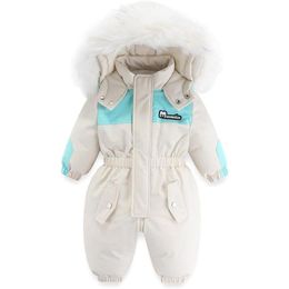 KINOMI Strampler Baby Winter Schneeanzug Strampler Jungen Mädchen Kapuze Overall Kinder (für Kinder) Fleece Jumpsuit mit Reißverschluss