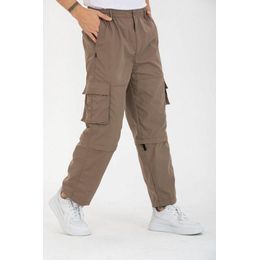 Kendindza Collection Cargohose Herren Zipp Off Cargohose Dehnbund Arbeit Hose Rangerhose Cargo Hose Gummibund elastisch