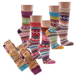 Wowerat Norwegersocken bunte Norweger Socken Baumwolle mit schönem Muster Hygge Damen Mädchen