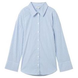 Tom Tailor DENIM Damen Gestreiftes Loose Fit Hemd, blau, Streifenmuster, Gr. XL