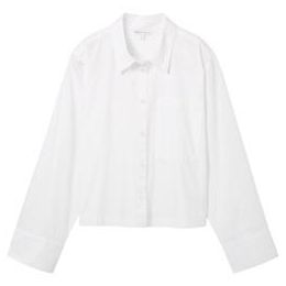 Tom Tailor DENIM Damen Boxy Hemd mit Kellerfalte, weiß, Uni, Gr. XL