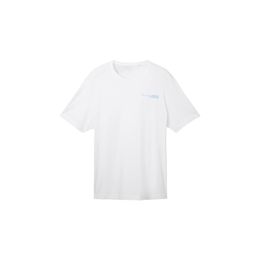 Tom Tailor Herren Plus - T-Shirt mit Logo Print, weiß, Logo Print, Gr. 2XL