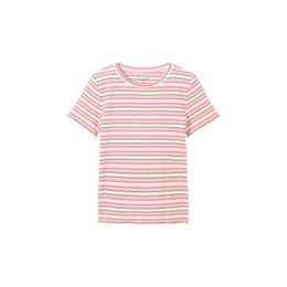 Tom Tailor Mädchen Gestreiftes T-Shirt mit Bio-Baumwolle, rosa, Streifenmuster, Gr. 104/110