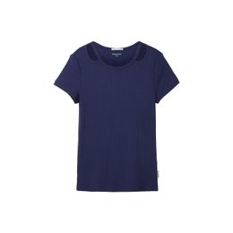 Tom Tailor Mädchen Cropped T-Shirt mit LENZING(TM) ECOVERO(TM), blau, Uni, Gr. 140