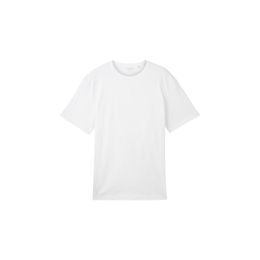 Tom Tailor Herren Basic T-Shirt mit Logo Print, weiß, Uni, Gr. XXL