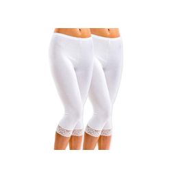 Hermko Caprileggings 5722 2er Pack Damen 3/4-Leggings mit Spitze