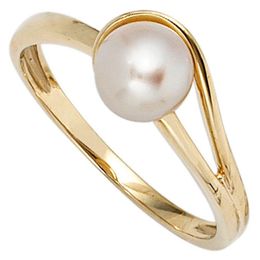 Schmuck Krone Goldring Ring mit Süßwasser Perle