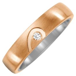 Schmuck Krone Silberring Ring Halbes Herz aus Titan & Bronze mit Brillant