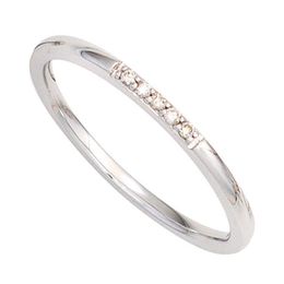 Schmuck Krone Diamantring Schmaler Ring Damenring mit 5 Diamanten Brillanten 585 Gold Weißgold Fingerring
