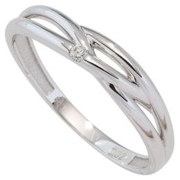 Schmuck Krone Diamantring Ring Damenring mit Diamant Brillant 585 Gold Weißgold mit geflochtenem Muster