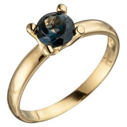 Schmuck Krone Goldring Ring mit Blautopas London Blue