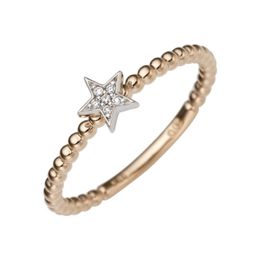 Schmuck Krone Diamantring Ring Damenring Stern mit 6 Diamant Brillanten aus 585 Gold Rotgold Weißgold