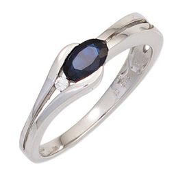 Schmuck Krone Diamantring Ring mit Saphir blau