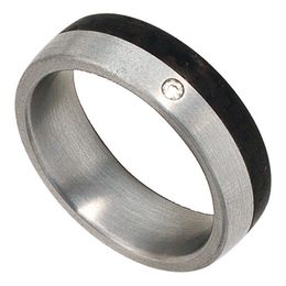 Schmuck Krone Diamantring Partnerring Ring mit Diamant Brillant Edelstahl mit Carbon Unisex