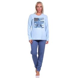 RELAX by Normann Pyjama Damen langarm Schlafanzug mit Sterne Motiv