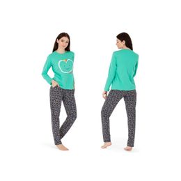 LOREZA Schlafanzug Schlafanzug Pyjama langarm- Apple
