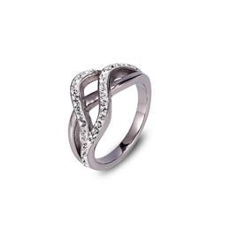 Vivance Fingerring Glamour Crystal Ring aus Edelstahl mit weißen Steinen besetzt