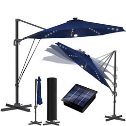 Kesser&reg; Sonnenschirm Ampelschirm SUN Rund XL &Oslash;330 cm Inkl. Windschtzseile & Abdeckung 7-Fach Verstellbar Drehbar Neigbar Kippbar Gro&szlig; 360&deg; Drehbar Gartenschirm mit Kurbel Sonnenschutz UV50+